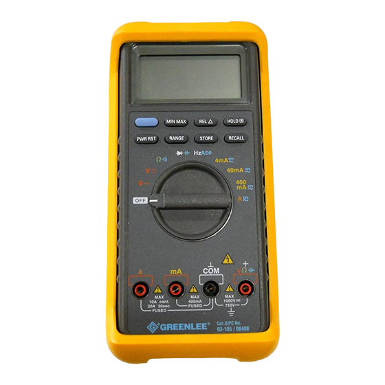 GREENLEE 93-105 MULTIMETER INSTRUCTION MANUAL | ManualsLib