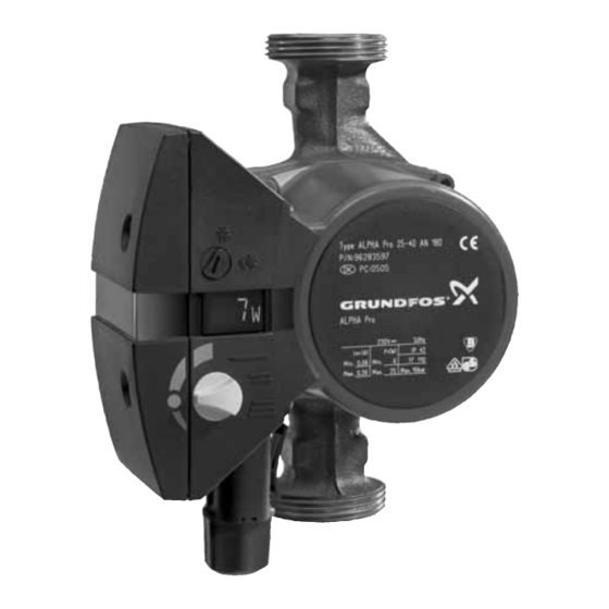 GRUNDFOS ALPHA PRO INSTALLATION AND OPERATING INSTRUCTIONS MANUAL Pdf Download | ManualsLib