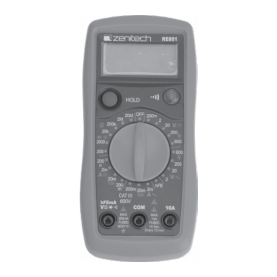 ZENITECH RE801 INSTRUCTION MANUAL Pdf Download | ManualsLib
