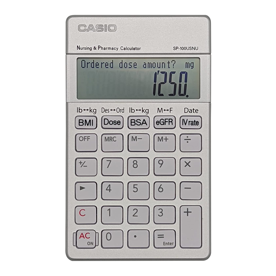 CASIO SP-100USNU USER MANUAL Pdf Download | ManualsLib