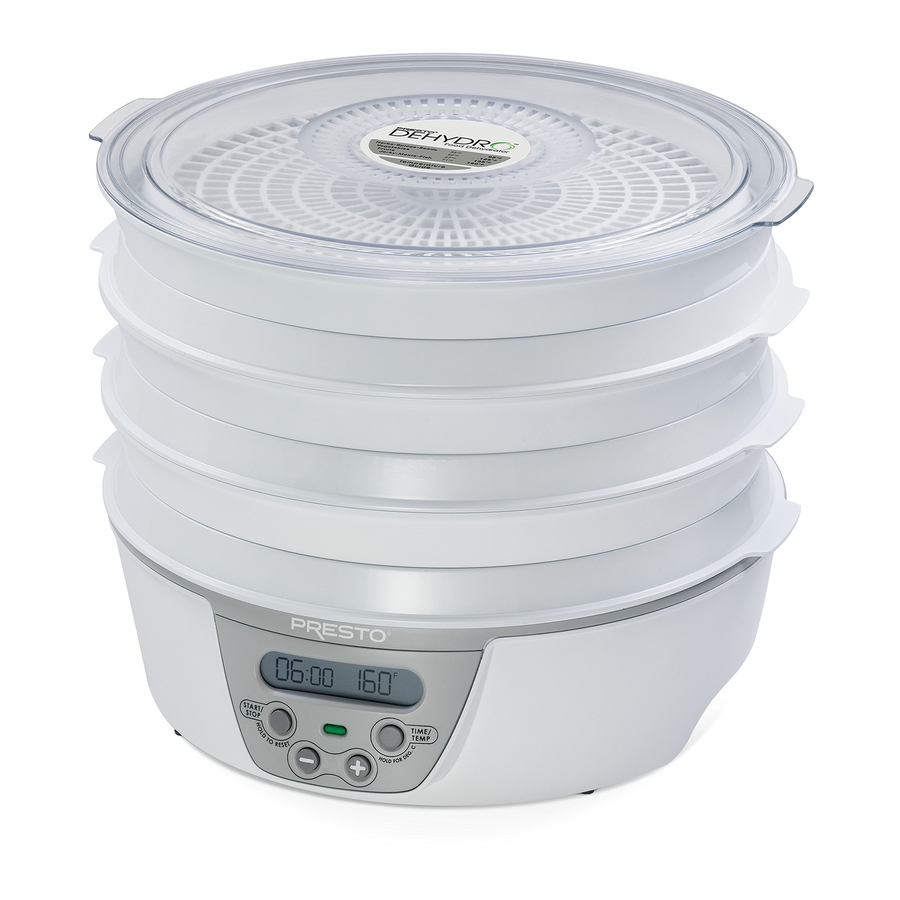 Presto Food Dehydrator 06301 Manual | ManualsLib