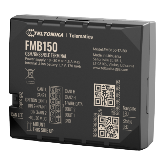 TELTONIKA TELEMATICS FMB150 QUICK MANUAL Pdf Download | ManualsLib