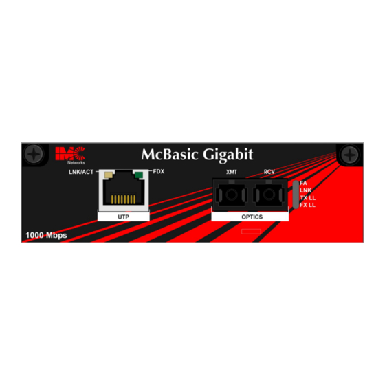 IMC NETWORKS MCBASIC-GIGABIT MEDIA CONVERTER OPERATION MANUAL | ManualsLib