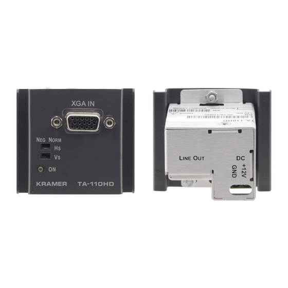 KRAMER TA-110HD TRANSMITTER USER MANUAL | ManualsLib