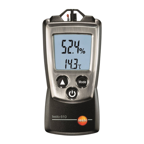 TESTO 610 INSTRUCTION MANUAL Pdf Download | ManualsLib