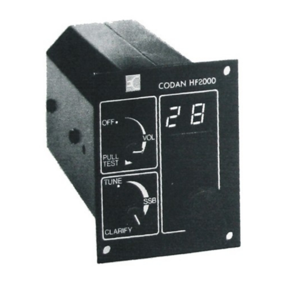 CODAN HF2000 QUICK START MANUAL Pdf Download | ManualsLib