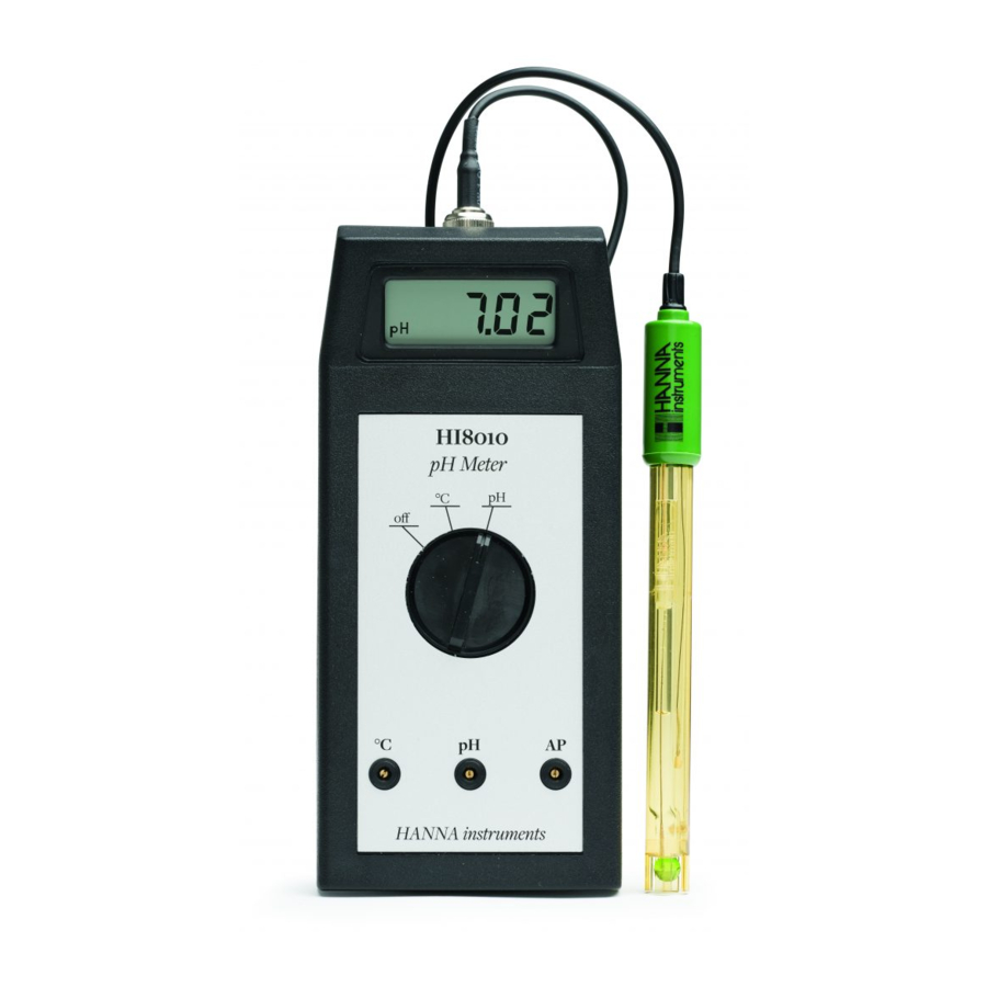Hanna Instruments HI8010 - Portable pH Meter Manual | ManualsLib