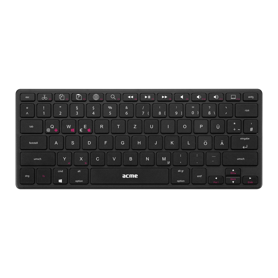 ACME BK03 - Bluetooth Keyboard Manual | ManualsLib