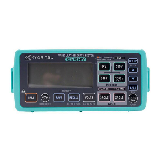 KYORITSU ELECTRICAL INSTRUMENTS WORKS KEW6024PV INSTRUCTION MANUAL Pdf ...