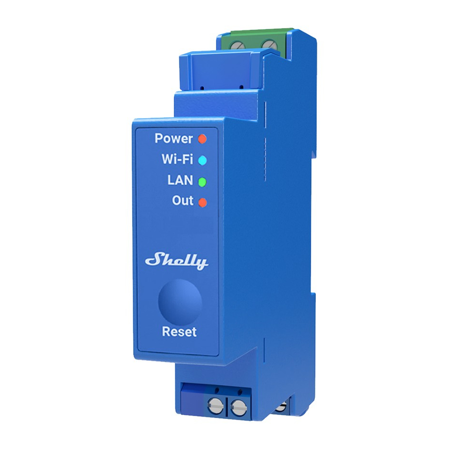 Shelly PRO 1 - Din Mountable Lan & Wi-fi Smart Relay Manual | ManualsLib