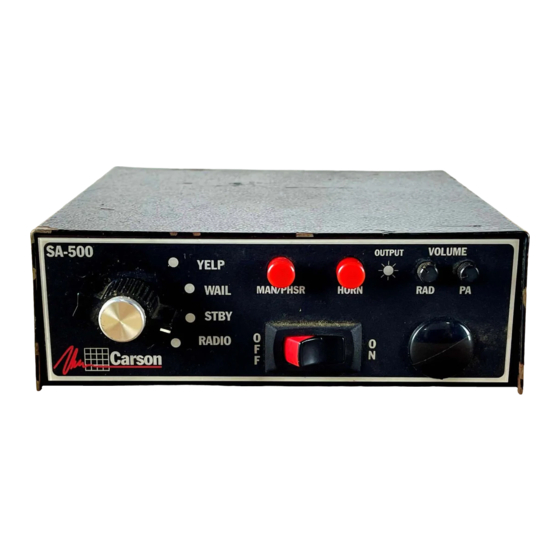CARSON SIREN AMPLIFIER SA-500 INSTALLATION AND OPERATING INSTRUCTIONS ...