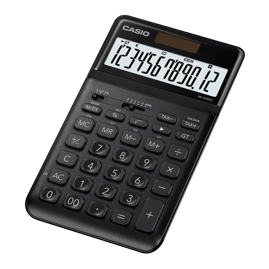 Casio JW-200SC, NS-10SC, SL-1000SC - Desktop Calculator User's Guide ...