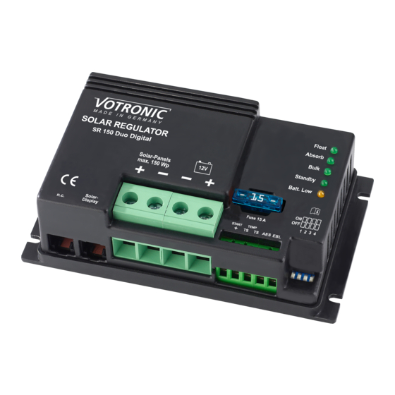 VOTRONIC SOLAR CONTROLLER SR 150 DUO DIGITAL INSTALLATION AND OPERATING ...