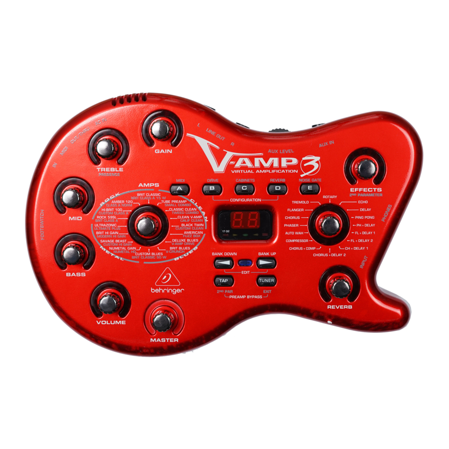 Behringer V-AMP3 - Next-Generation Virtual Guitar Amplifier Manual ...
