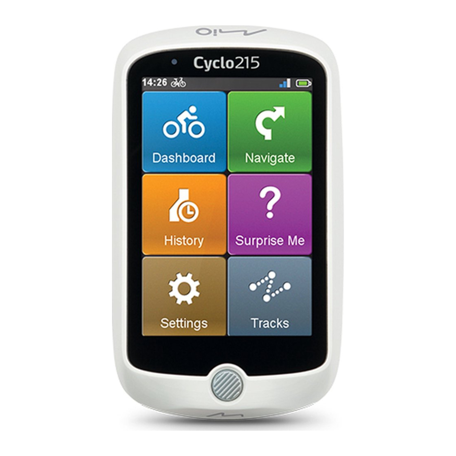 Mio Cyclo 215 Series - GPS Navigator Quick Start Guide | ManualsLib
