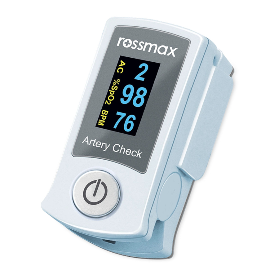 Rossmax SB200 - Fingertip Pulse Oximeter Manual | ManualsLib
