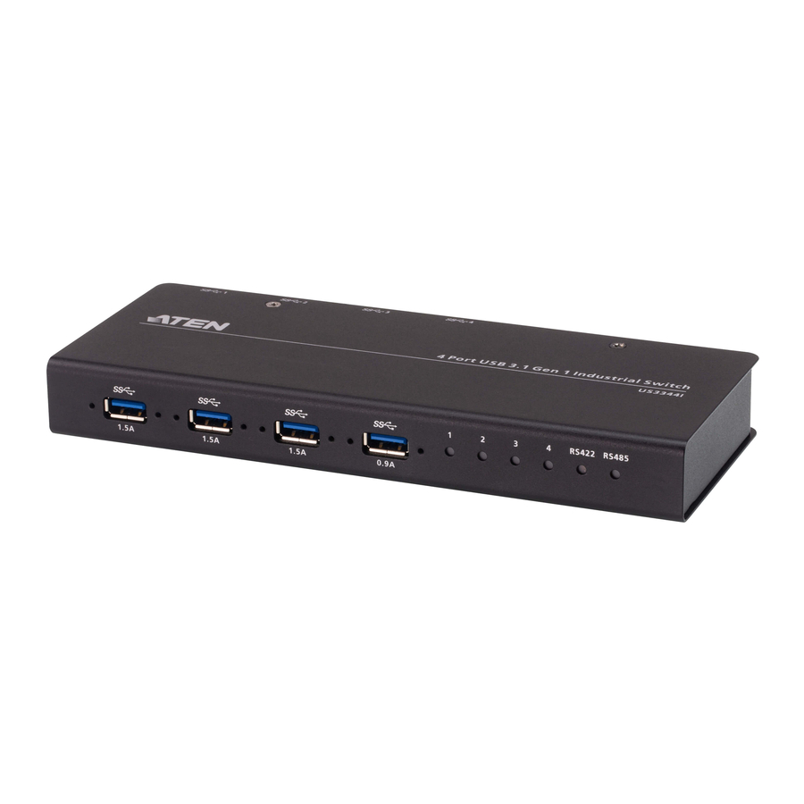 ATEN US3344I - 4x4 USB 3.1 Gen 1 Industrial Hub Switch Quick Start ...