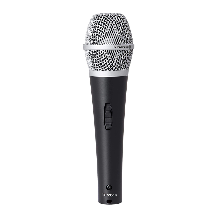 Beyerdynamic TG V35 S - Dynamic Microphone Product Information | ManualsLib