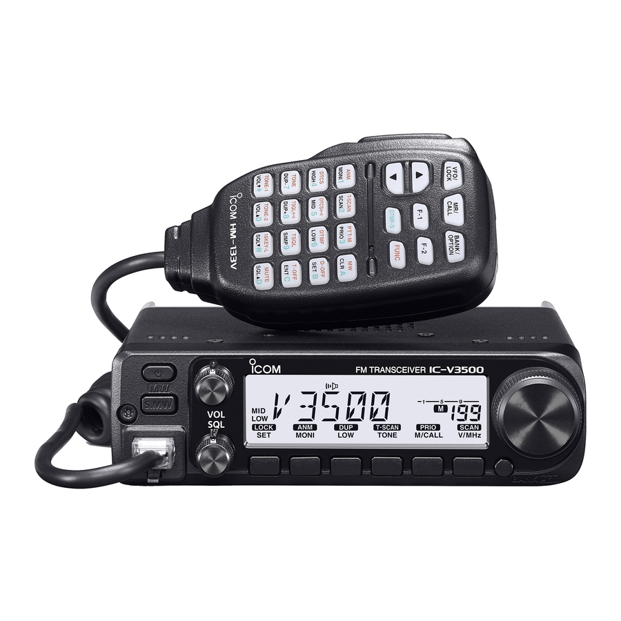 Icom IC-V3500 - 2M VHF FM Mobile Transceiver Manual | ManualsLib