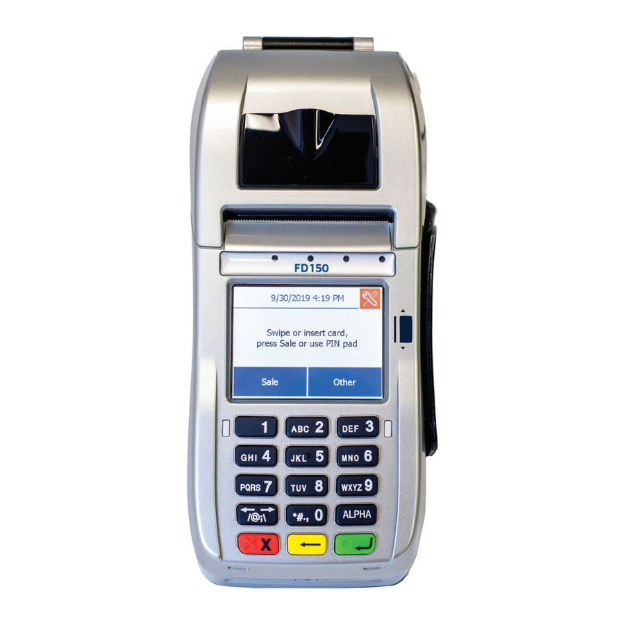 First Data FD150 - Terminal Quick Set-Up Guide | ManualsLib