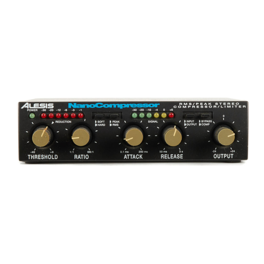 Alesis NanoCompressor - Stereo Compressor/Limiter Quick Reference Guide ...