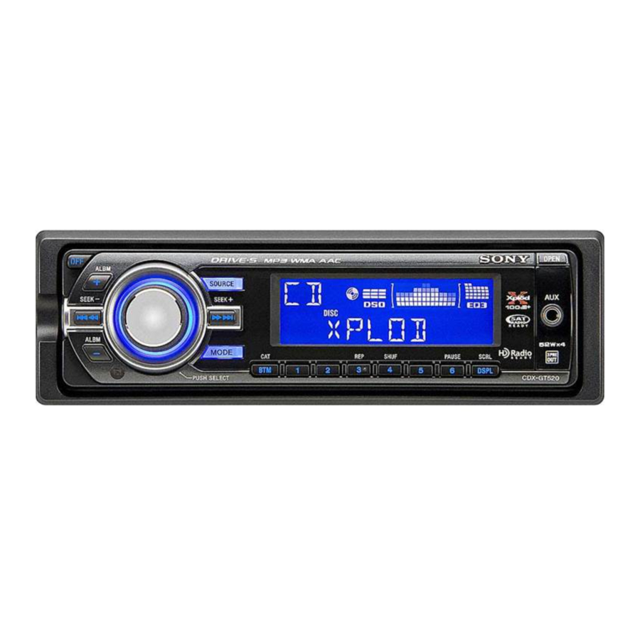 Sony CDX-GT520, CDX-GT52W - FM/AM CD Player Installation and Connections | ManualsLib