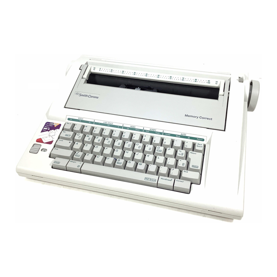 Smith Corona MEMORY CORRECT - Electronic Typewriter Manual | ManualsLib