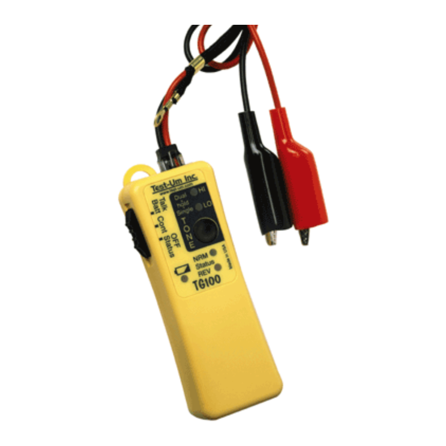 Test-Um TG100 - Tone Generator Operating Manual | ManualsLib