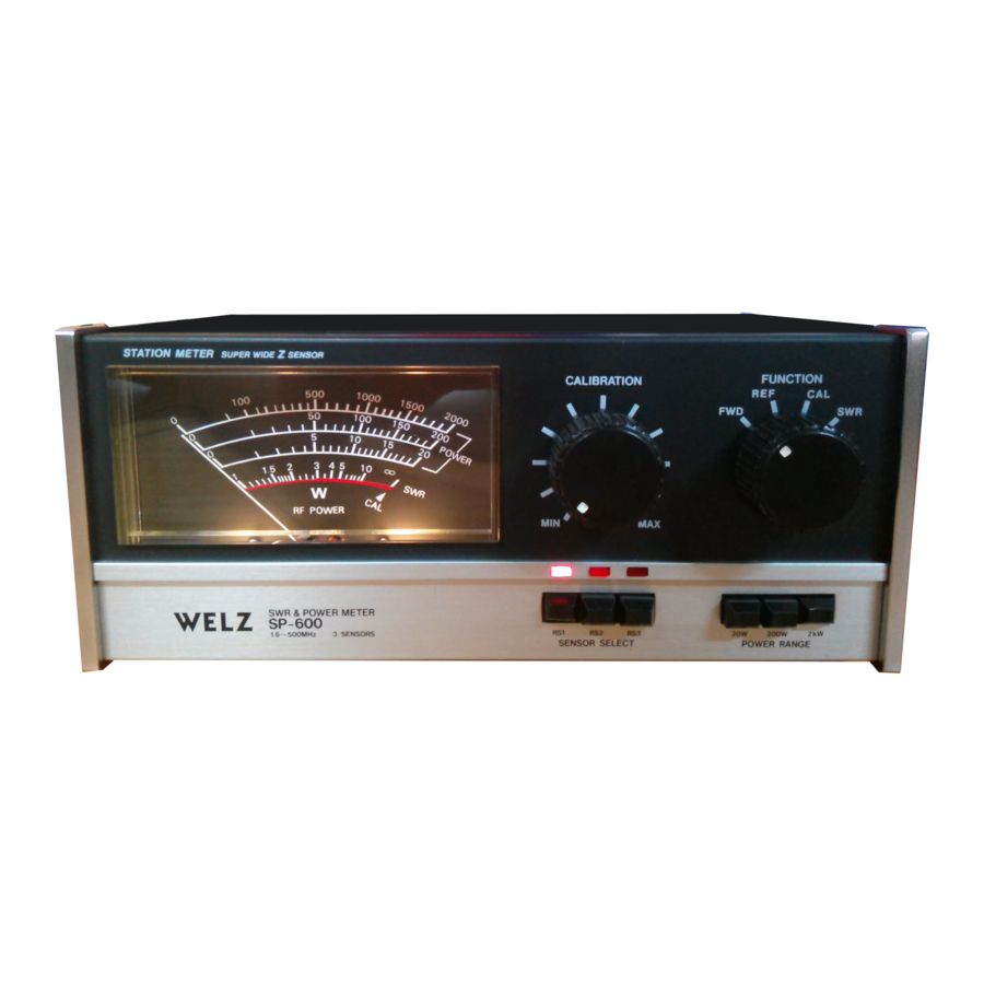Welz SP-600 - Power Meter Operating Manual | ManualsLib