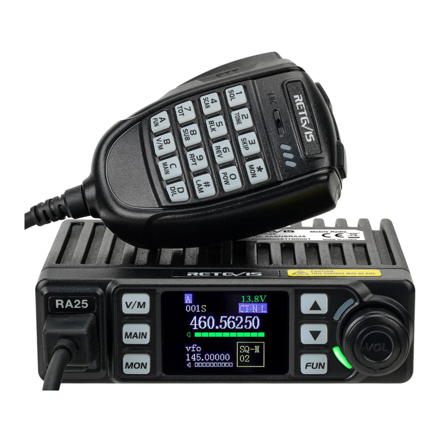 Retevis RA25 - Mobile Radio Manual | ManualsLib