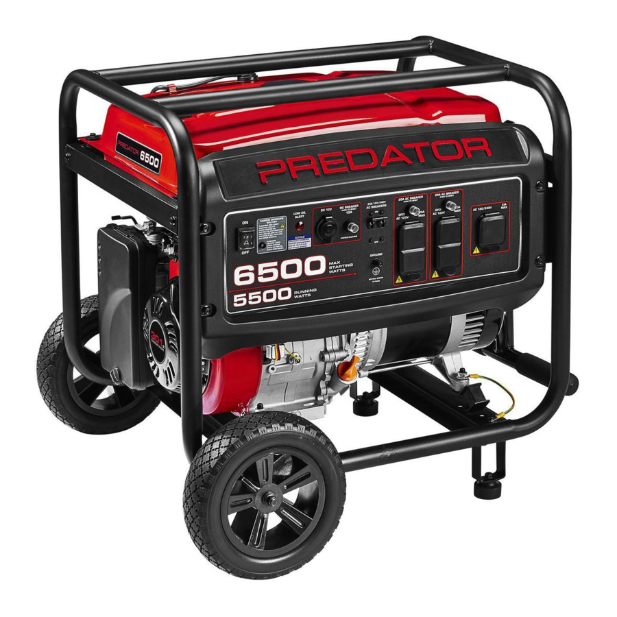 Predator 6500 Watt, 59205 - Gas Powered Portable Generator Manual ...