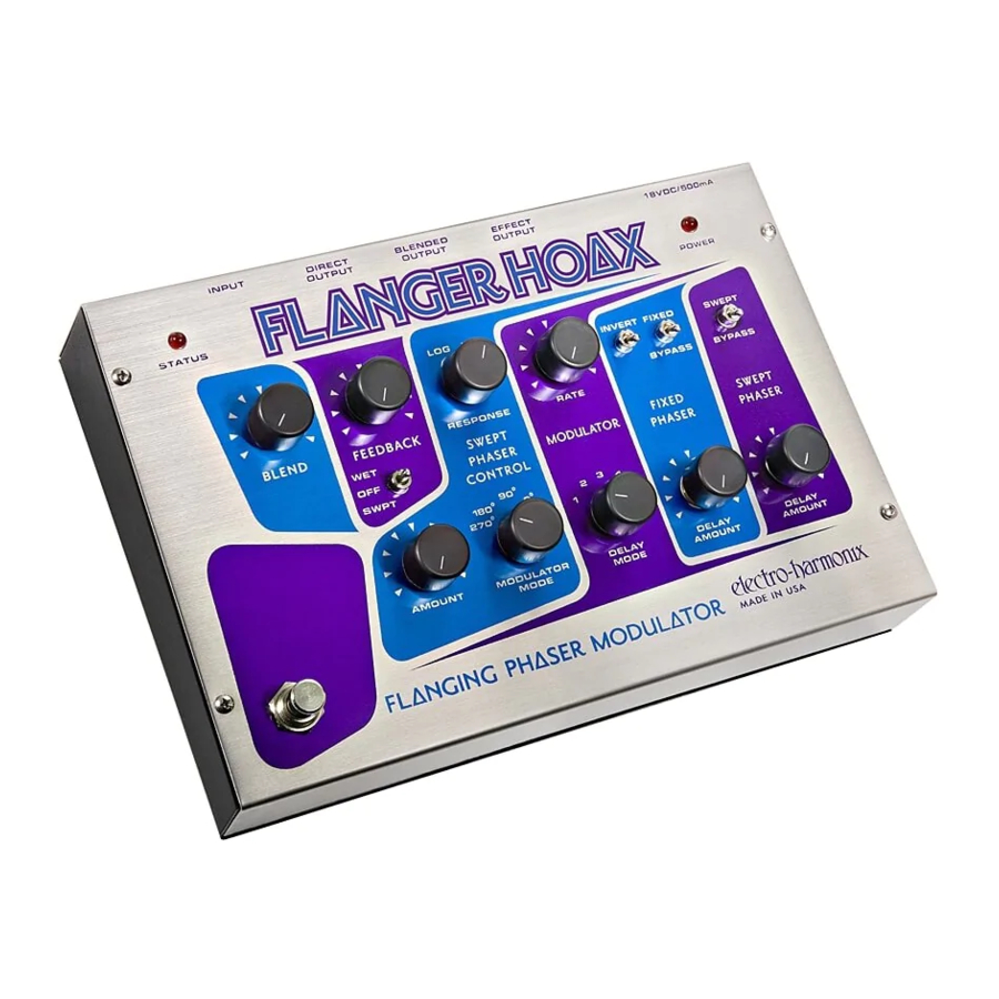 Electro-Harmonix FLANGER HOAX - Recording Equipment Operating Manual ...