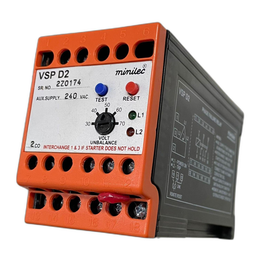 Mimilec VSP D2 - Phase Failure Relay Installation Manual | ManualsLib