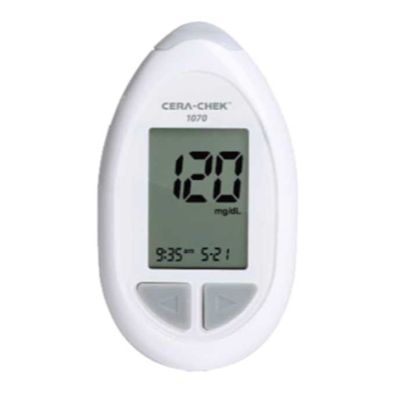 Cera-Chek 1070 - Blood Glucose Monitoring System Manual | ManualsLib