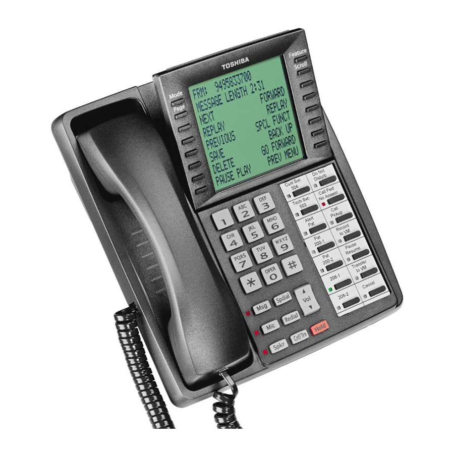 Toshiba 3000 Series, 2000 Series - DKT / IPT Business Telephone Quick ...