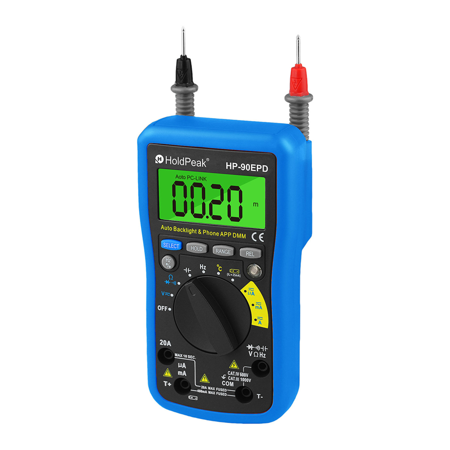HoldPeak 90EPD - Digital Multimeter Manual | ManualsLib