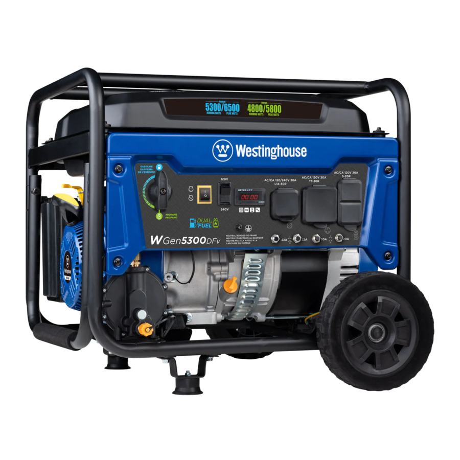Westinghouse WGen5300DFv - Dual Fuel Portable Generator Manual | ManualsLib