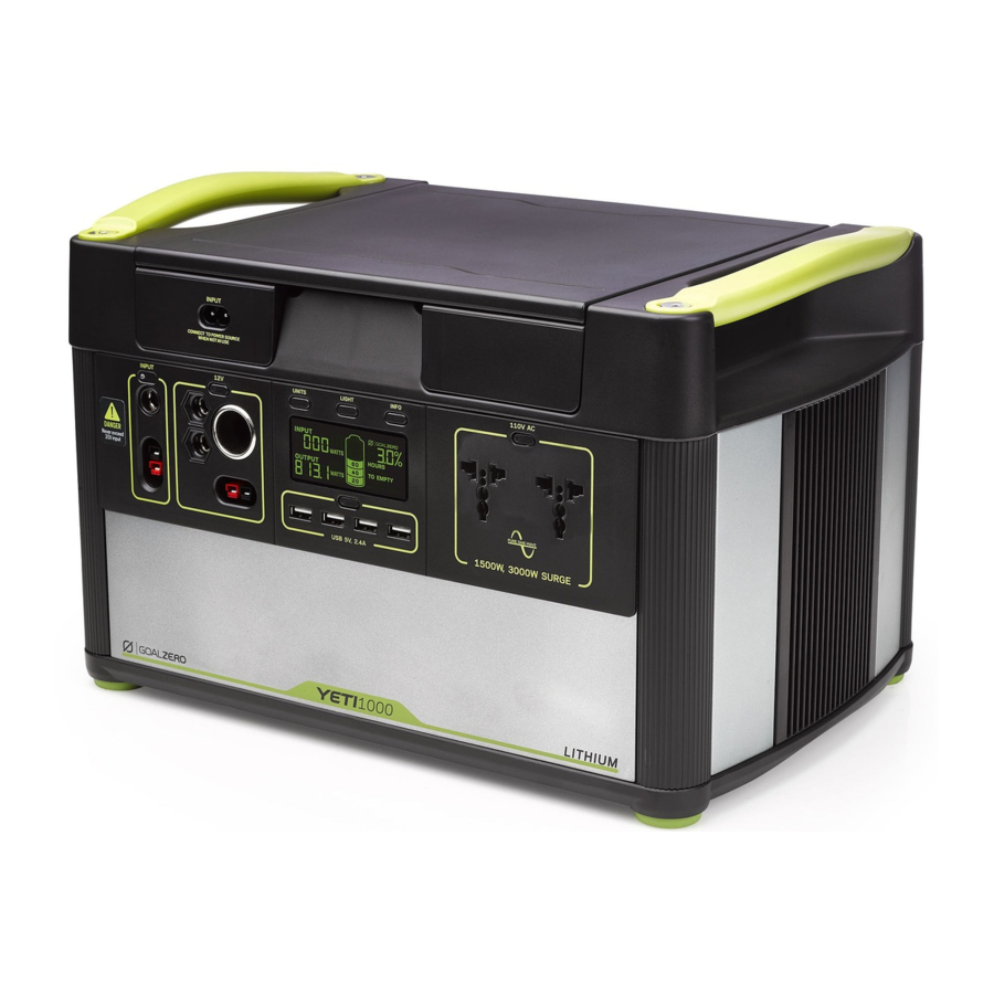 Goal Zero Yeti 1000 - Lithium Portable Power Station Manual | ManualsLib