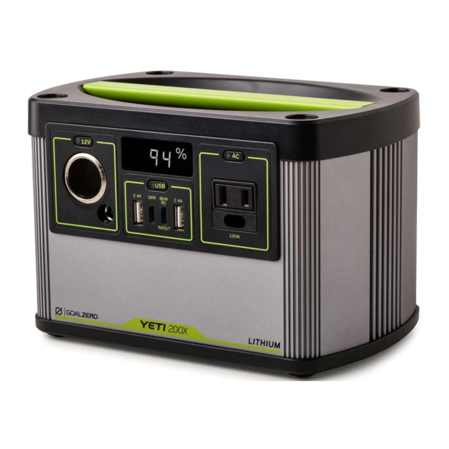 Goal Zero Yeti 200X - Portable Power Station Manual | ManualsLib