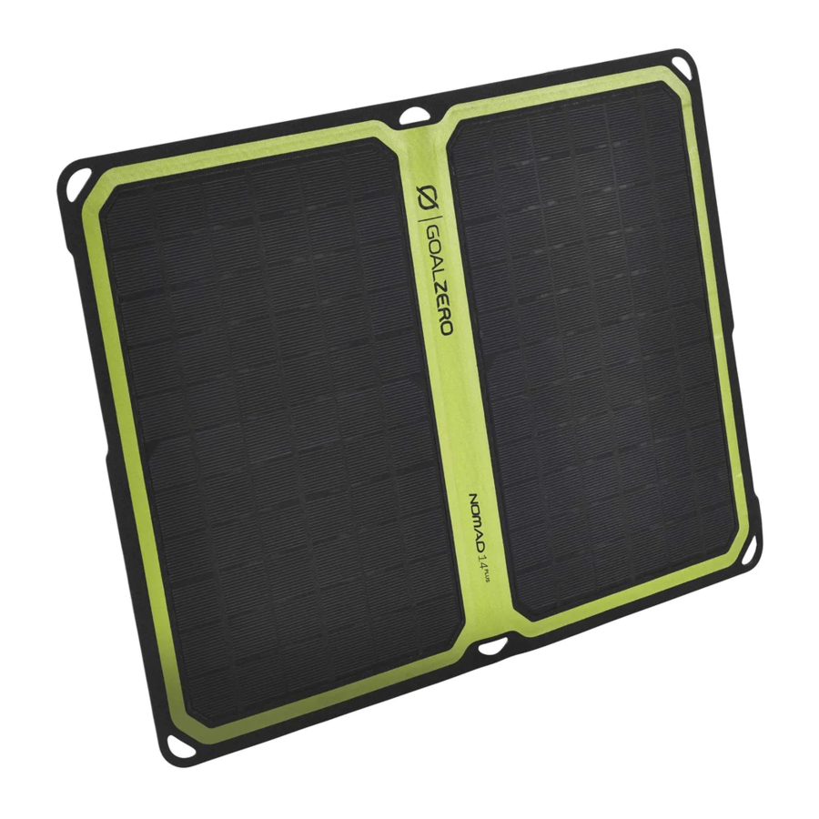 Goal Zero Nomad 14 Plus - Solar Panel Manual | ManualsLib