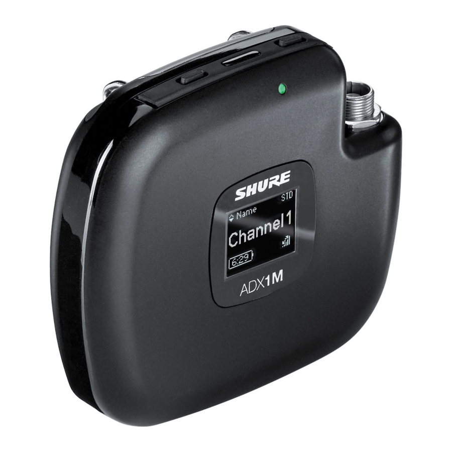 Shure ADX1M - Bodypack Transmitter Manual | ManualsLib