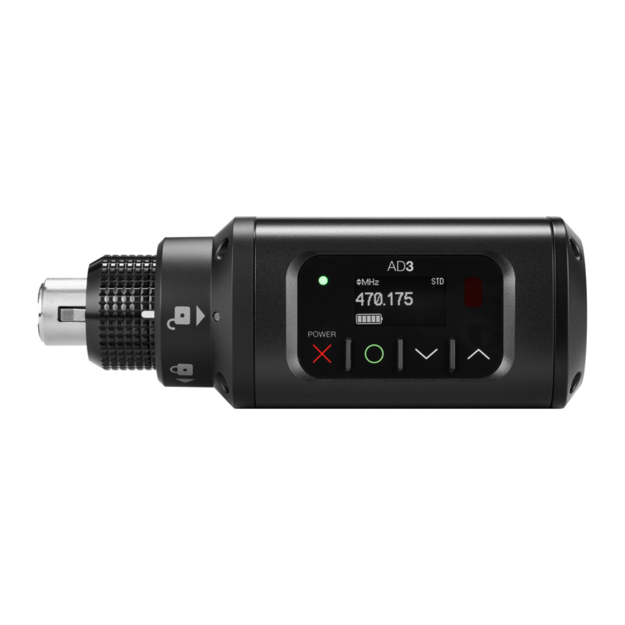 Shure AD3 - Plug-On Transmitter Manual | ManualsLib