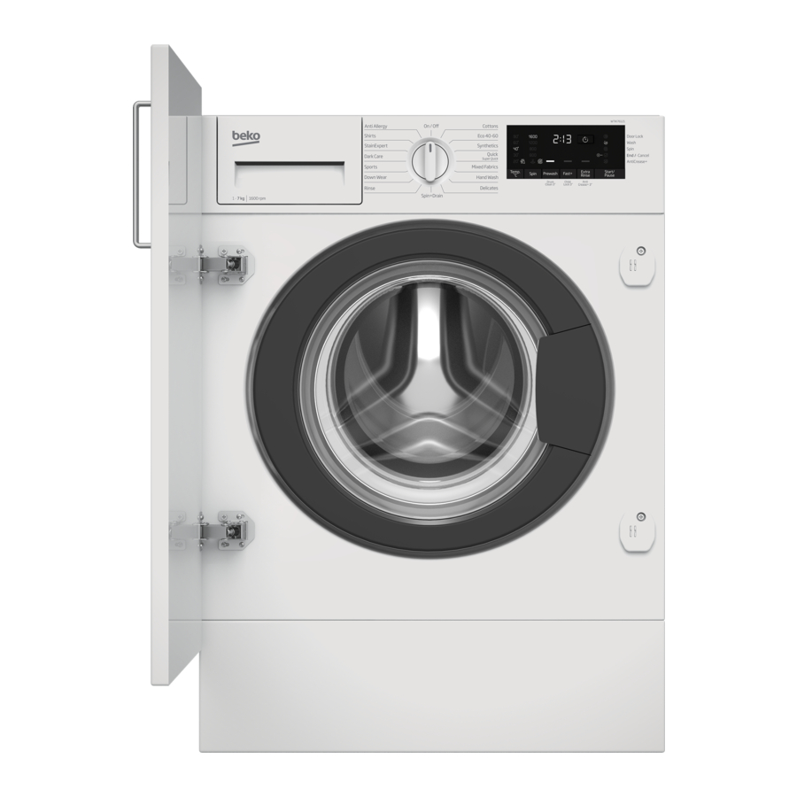 Beko WTIK76121 - Integrated 7kg Washing Machine Manual | ManualsLib