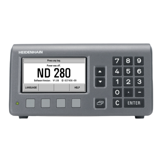 HEIDENHAIN ND 280 QUICK REFERENCE MANUAL Pdf Download | ManualsLib