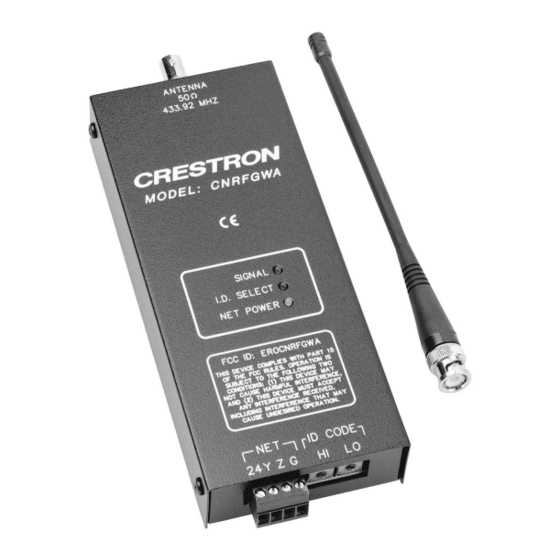 CRESTRON CNRFGWA OPERATION MANUAL Pdf Download | ManualsLib