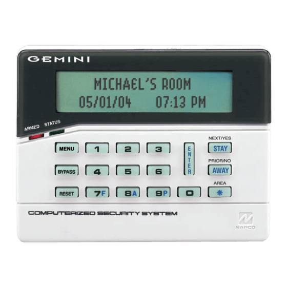 NAPCO GEM-RP1CAE KEYPAD MANUAL Pdf Download | ManualsLib