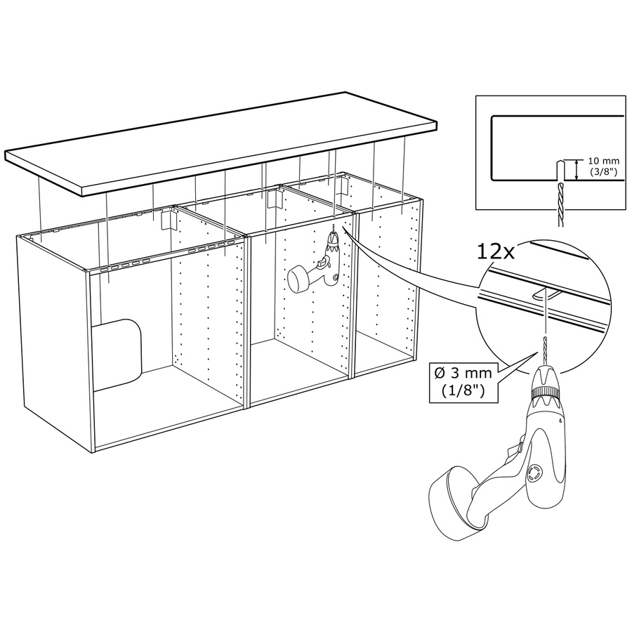 How to Secure IKEA EKBACKEN Countertop to Kitchen Cabinets | ManualsLib
