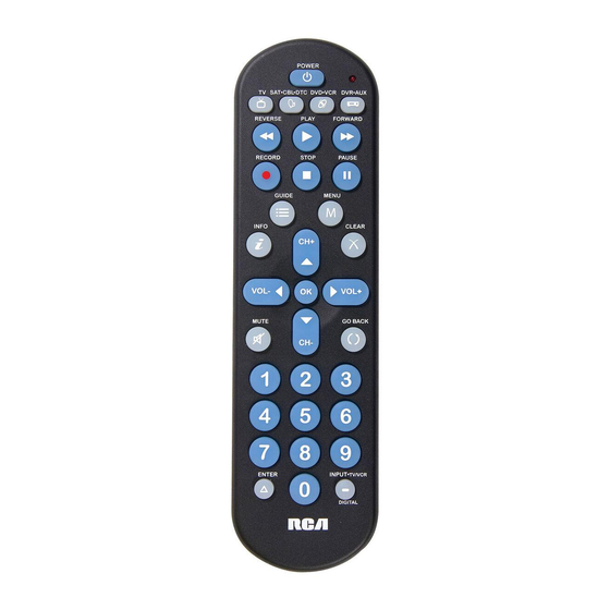 RCA RCR312W - 3 DEVICE PARTIALLY BACKLIT UNIVERSAL REMOTE CONTROL CODE ...