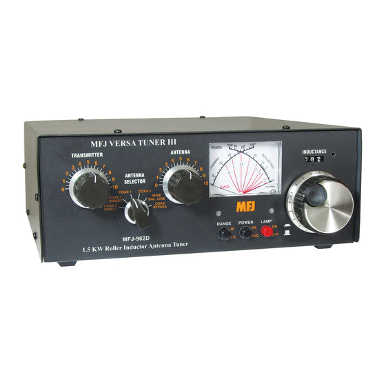 MFJ VERSA TUNER III TUNER OWNER'S MANUAL | ManualsLib