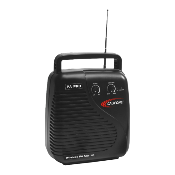 CALIFONE PA-PRO PA-10A USER MANUAL Pdf Download | ManualsLib